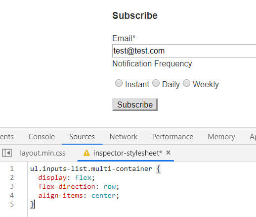 Style custom radio buttons on HubSpot forms